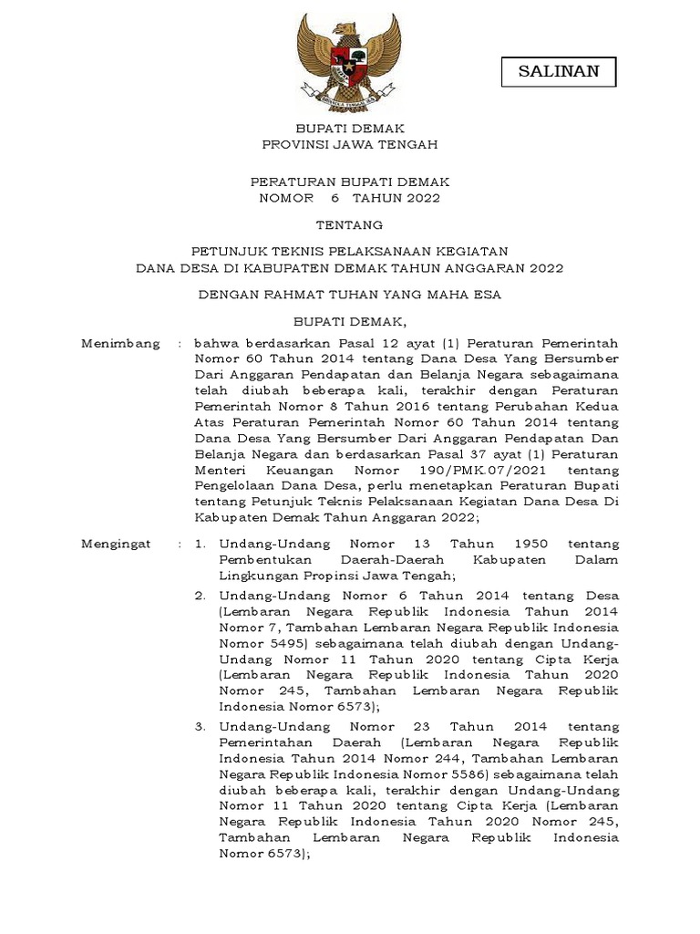 Perbup No 6 Tahun 20221 | PDF