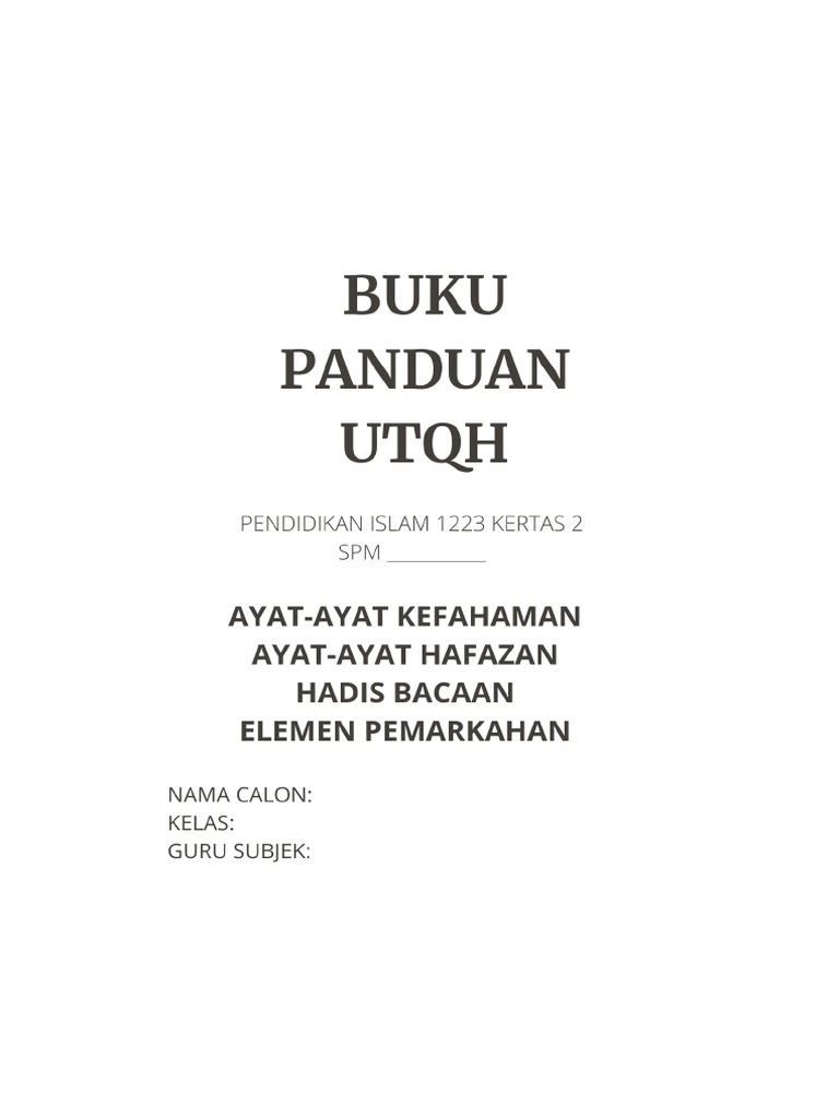 Ayat Tilawah, Hafazan Dan Hadis UTQH 2022 | PDF