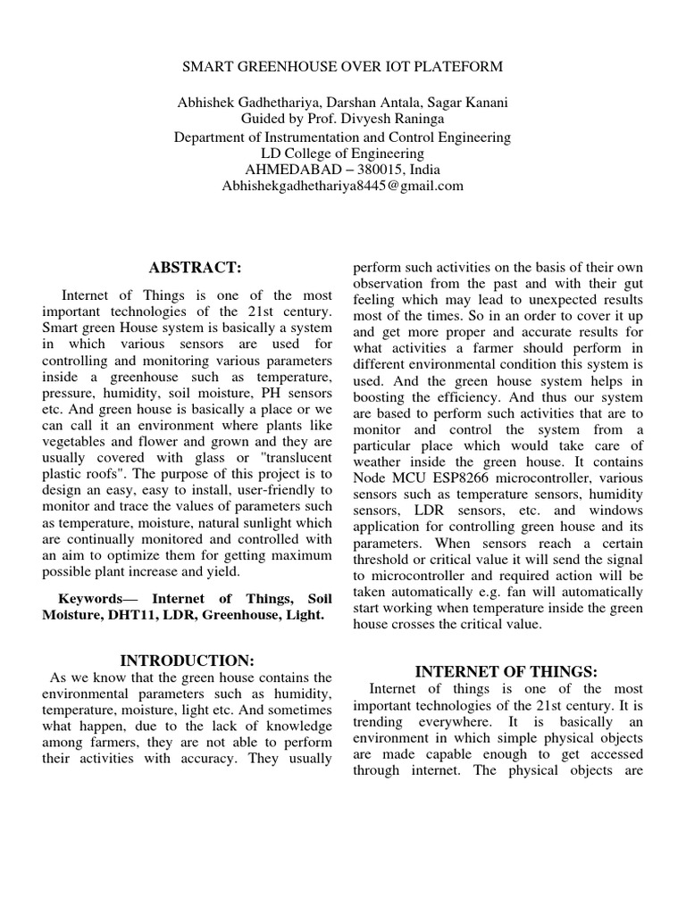 20 - Object Smart Greenhouse Over IOT Platform - DVR - Paper | PDF ...