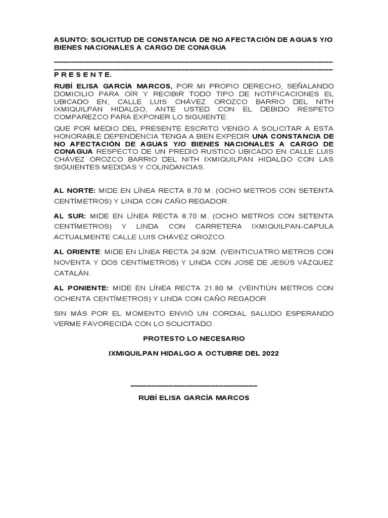 Constancia de No Afectacion de Aguas1 | PDF