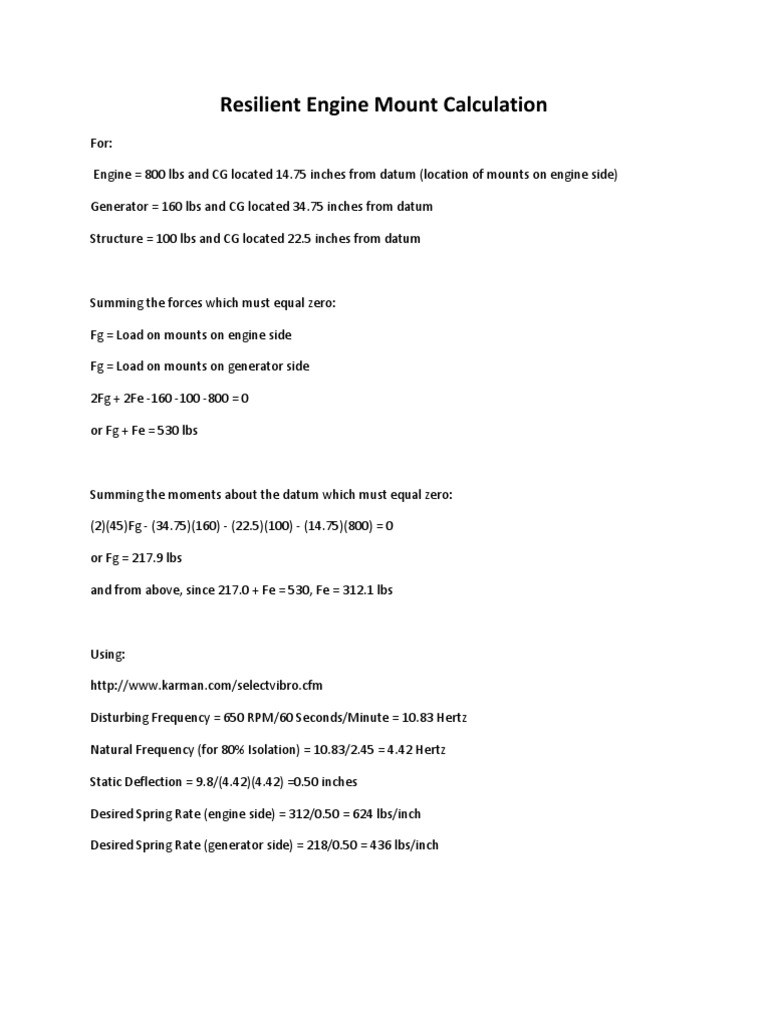 Engine Mount Design Calculations | PDF | Technology & Engineering