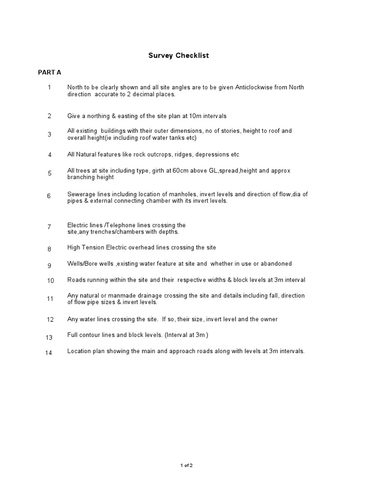 Building Survey Checklist Template | PDF | Civil Engineering