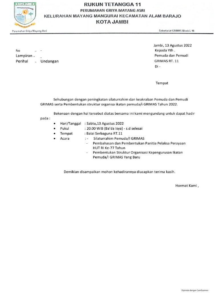 Undangan Pemuda Dan Pemudi GRIMAS | PDF