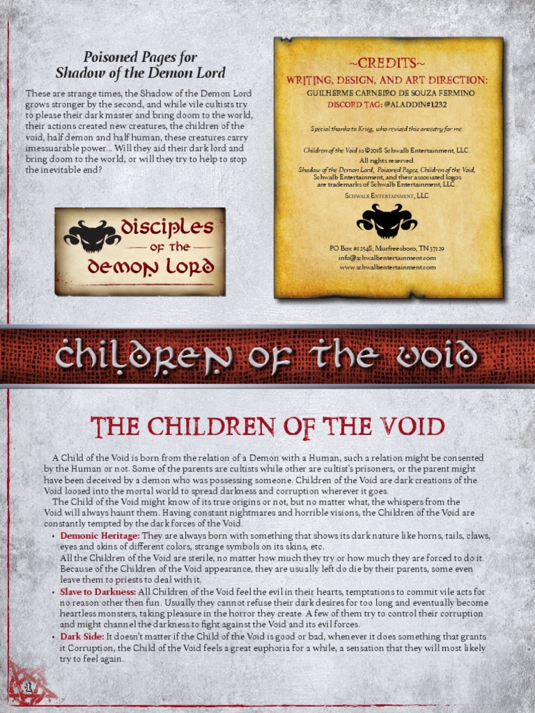 Disciples of The Demon Lord - Children of The Void (Poisoned Pages) (v2 ...