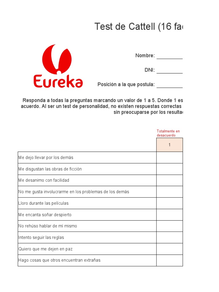 Test de Personalidad de Cattell | PDF