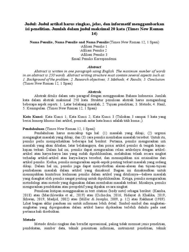 Template Naskah Artikel Jurnal | PDF