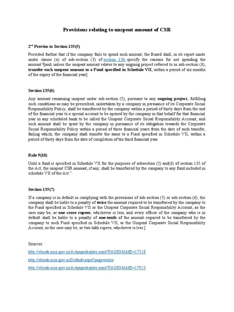 Unspent Amount of CSR | PDF | Corporate Social Responsibility | Private Law