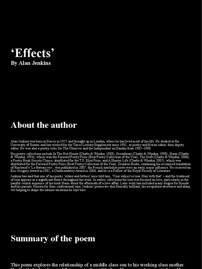 Effects - Alan Jenkin | PDF | Poetry | Grief