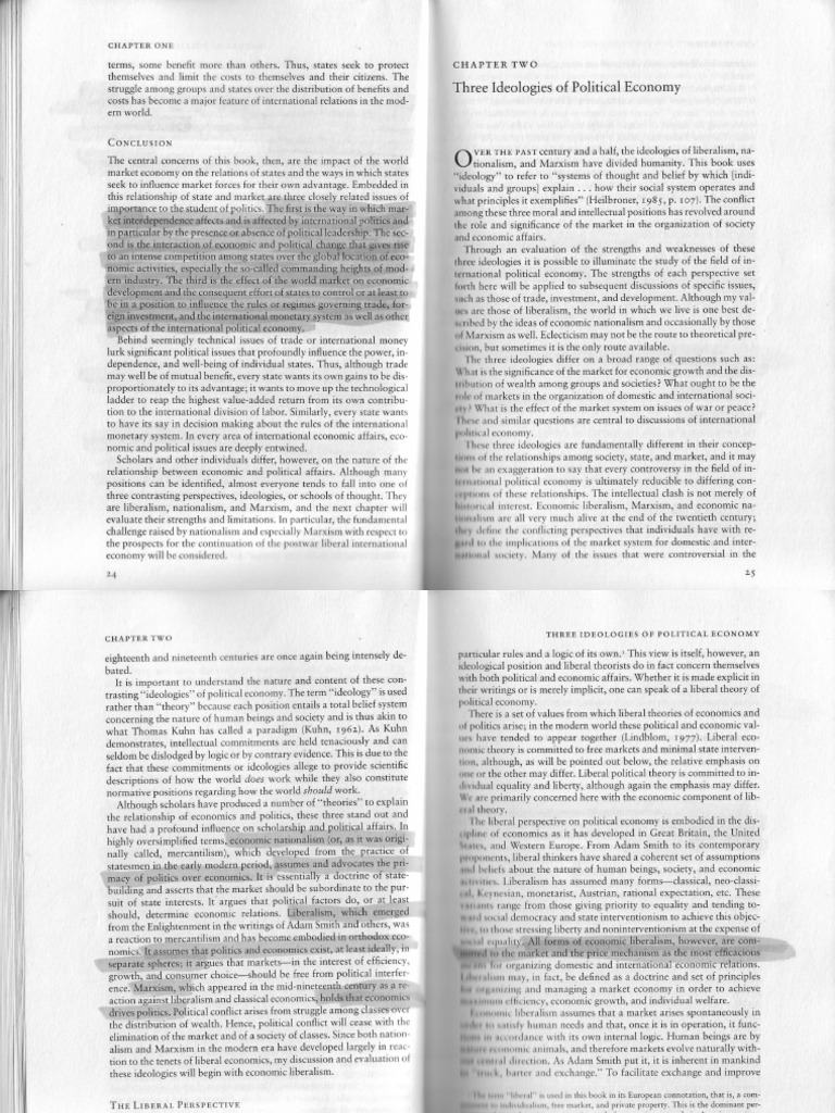 Three Ideologies of Political Economy (PEIR Robert Gilpin) | PDF