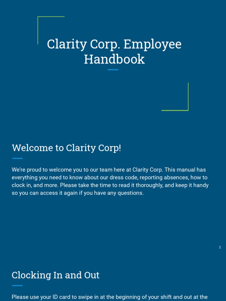 Clarity Corp. Employee Handbook | PDF | Fashion | Softlines (Retail)