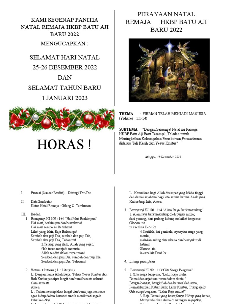 Liturgi Natal Remaja HKBP 2022 | PDF