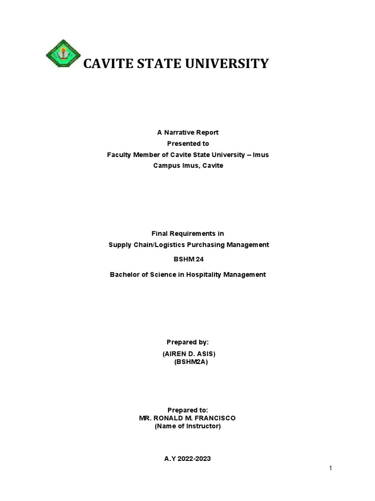 NARRATIVE | PDF | Strategic Management | Supply Chain Management