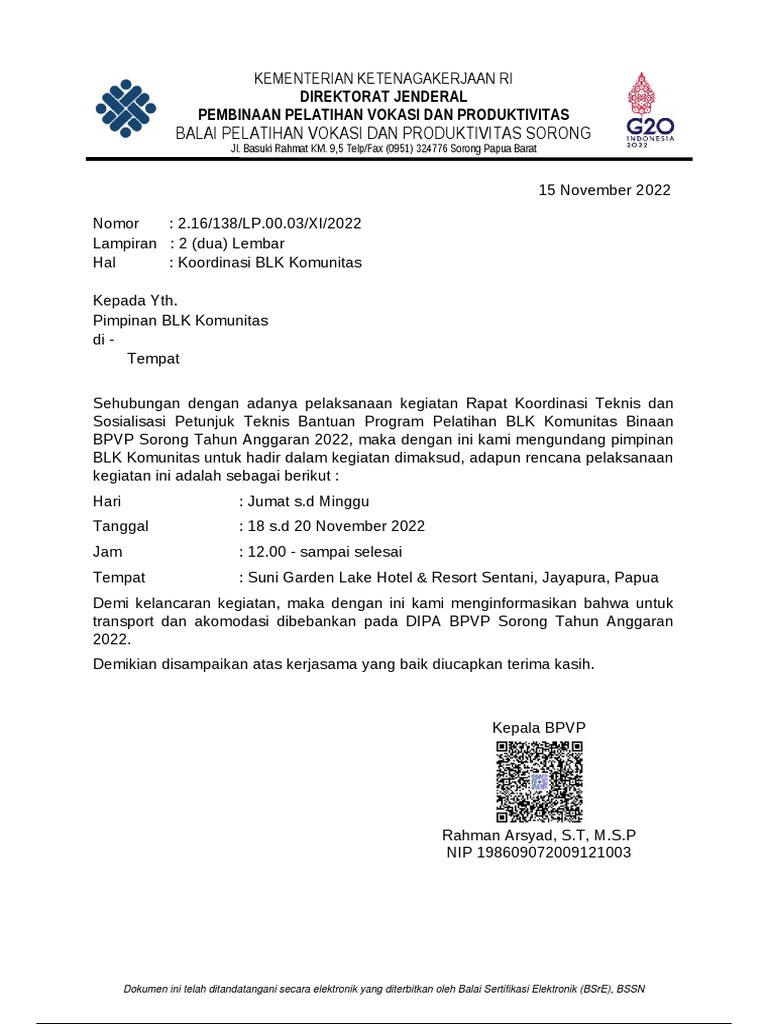 138 Undangan BLKK | PDF