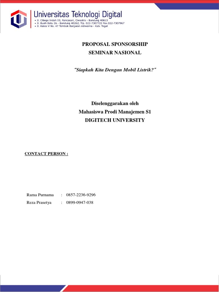 Proposal Sponsorship Seminar Mobil Listrik | PDF | Griya & Taman