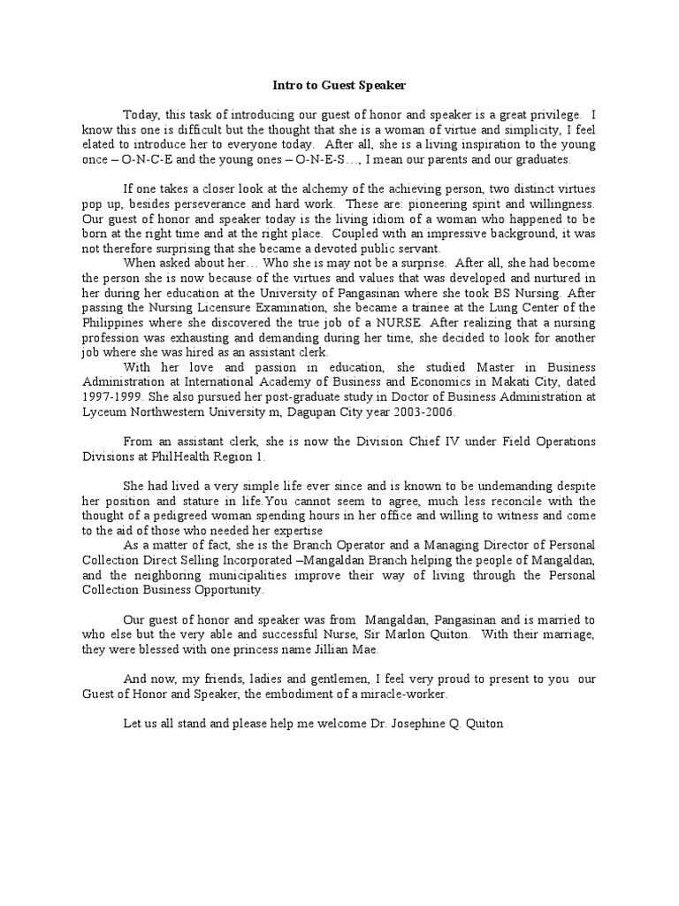 Intro-to-Guest-Speaker SCRIPT | PDF Intro-to-Guest-Speaker SCRIPT | PDF