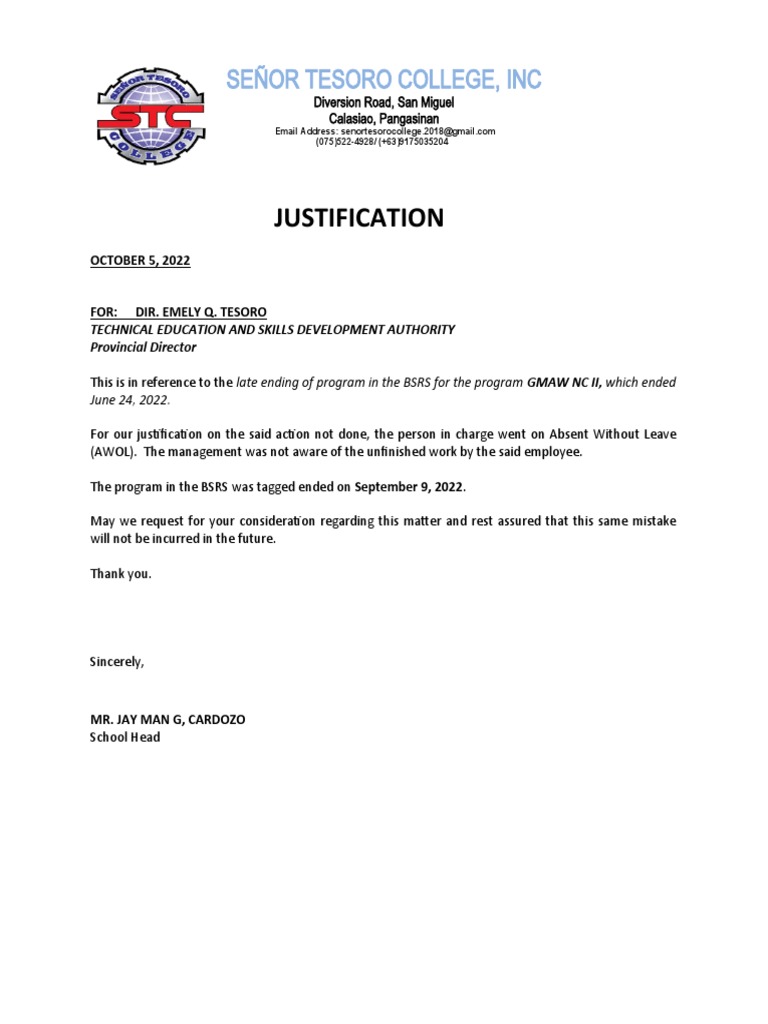 Justification NOT ENDED Bsrs | PDF