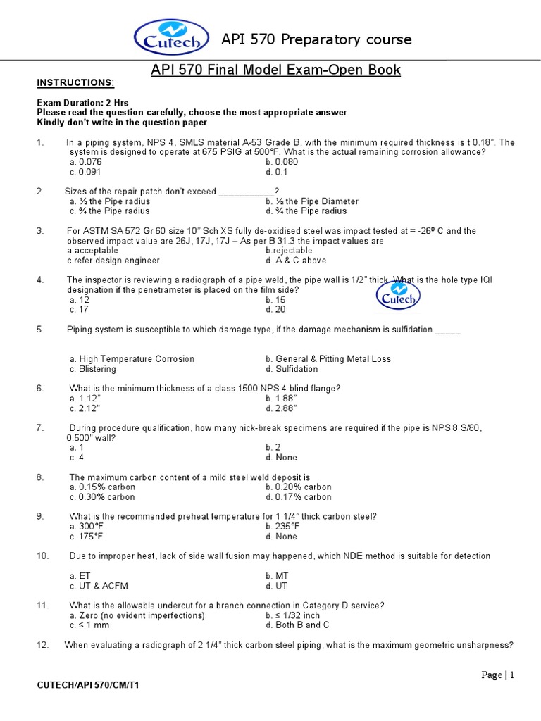 API 570 Exam Prep Course Guide | PDF | Pipe (Fluid Conveyance ...