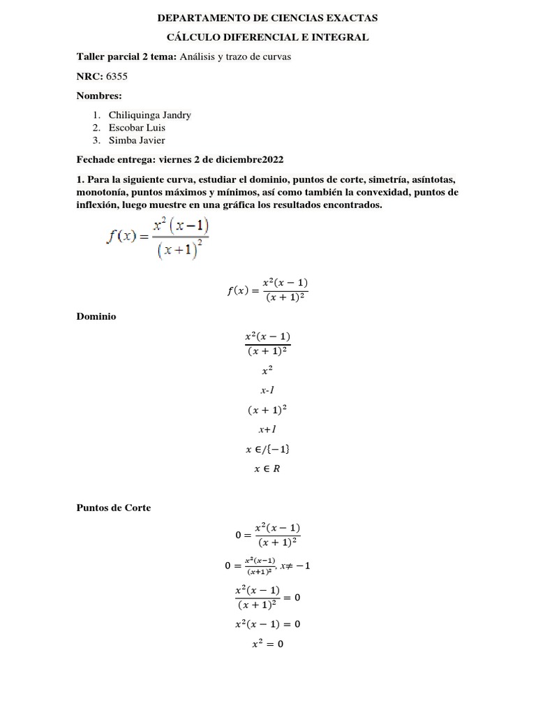 Taller Grupal | PDF | Conceptos matemáticos | Análisis matemático