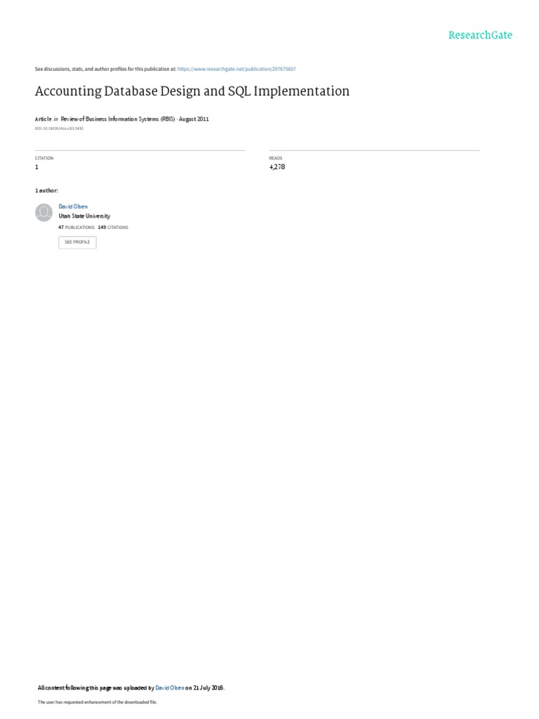 Accounting Database Design and SQL Implementation | PDF