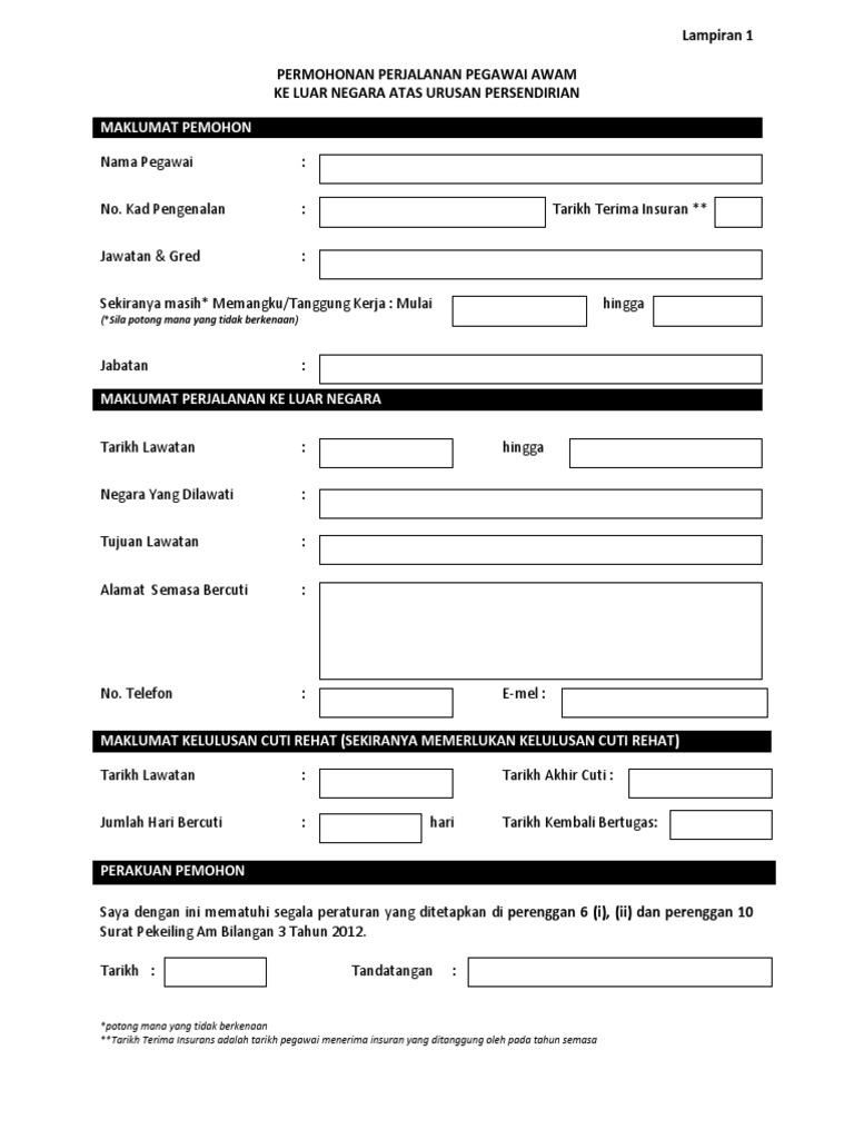 Borang Ke Luar Negara PDF | PDF