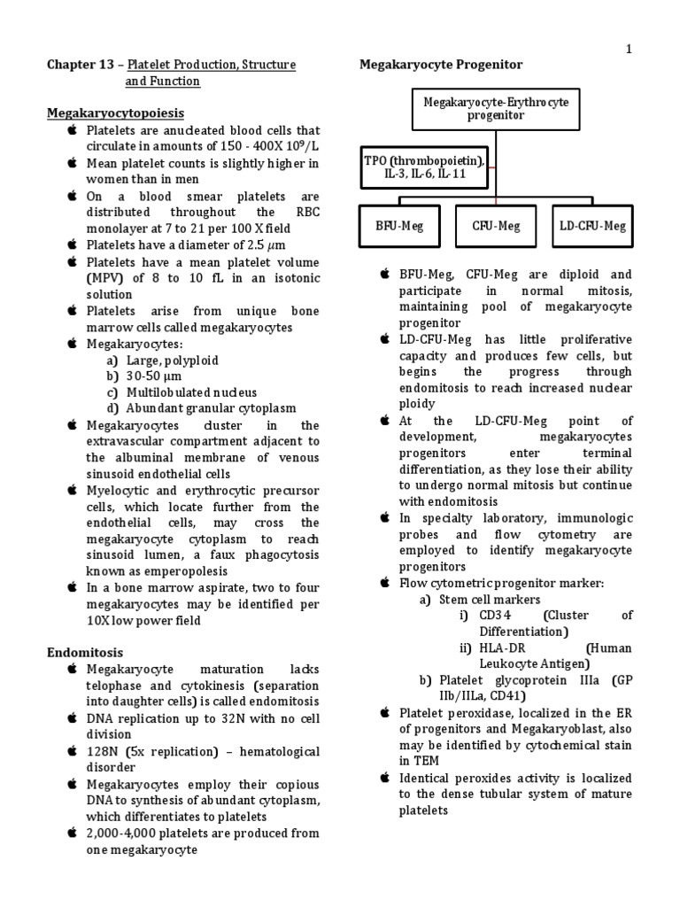 Chapter 13 - Platelet Production, Structure and Function | PDF ...