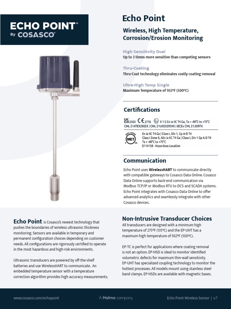 EchoPoint Datasheet | PDF | Sensor | Telecommunications