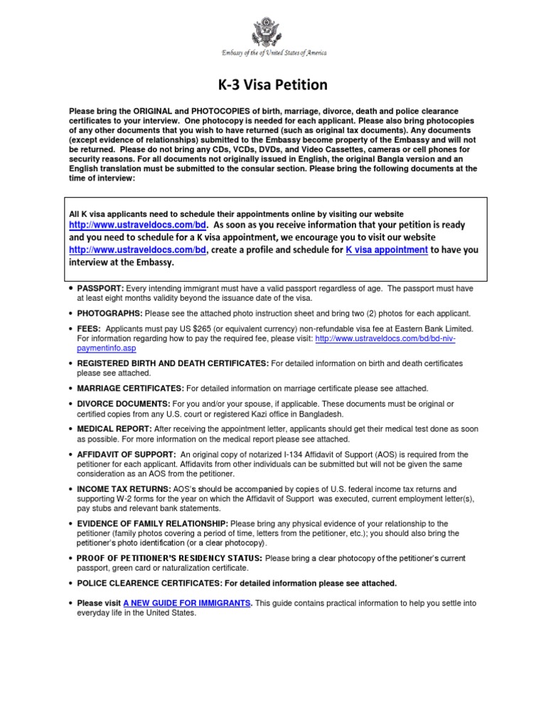 k3 Packet 4 Instructions 17oct2018 | PDF | Marriage | Travel Visa