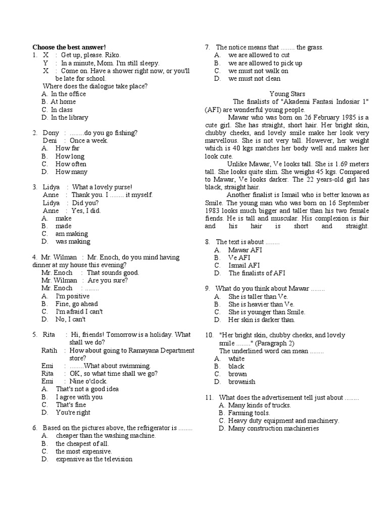 English Language Practice Questions | PDF | Rainforest | New Guinea