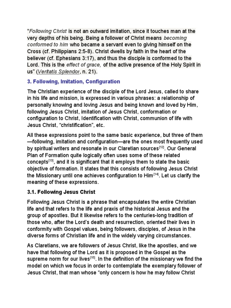 Following Christ Through Imitation and Configuration | PDF | Jesus ...