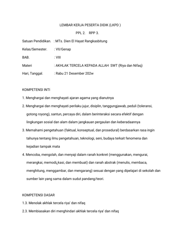 LKPD RPP 3 | PDF