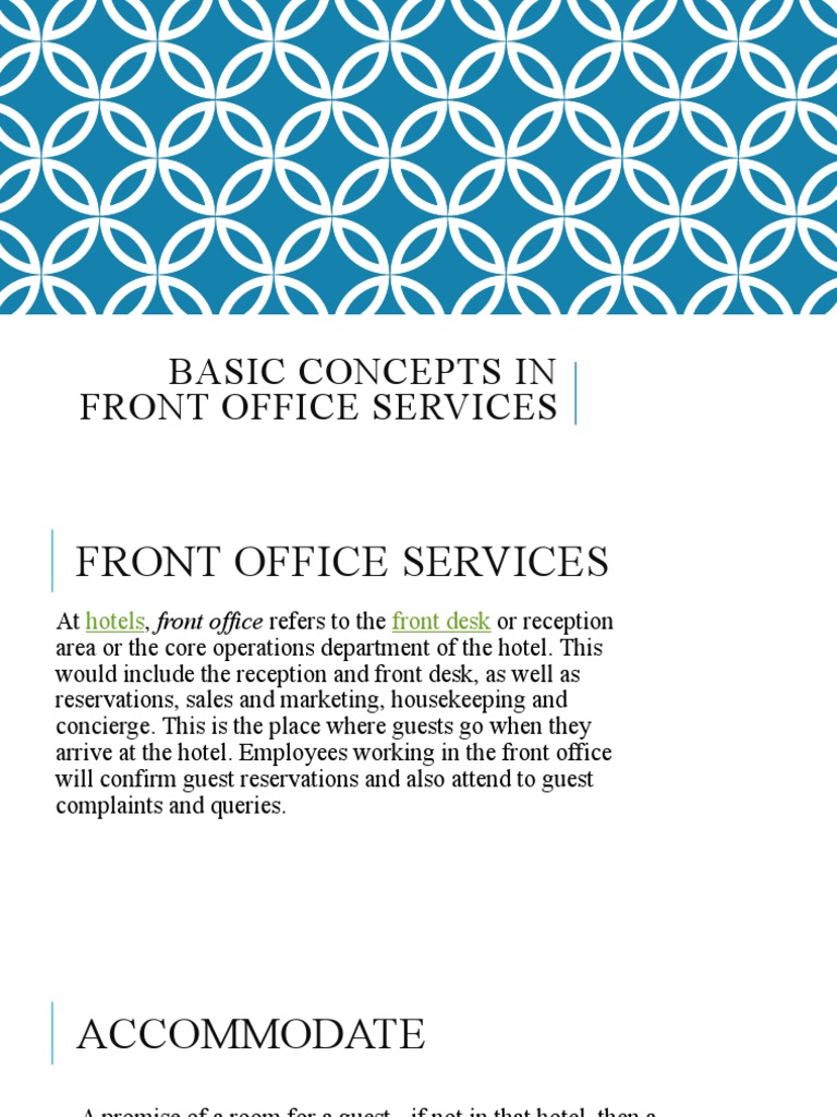Basic Concepts in Front Office Services | PDF