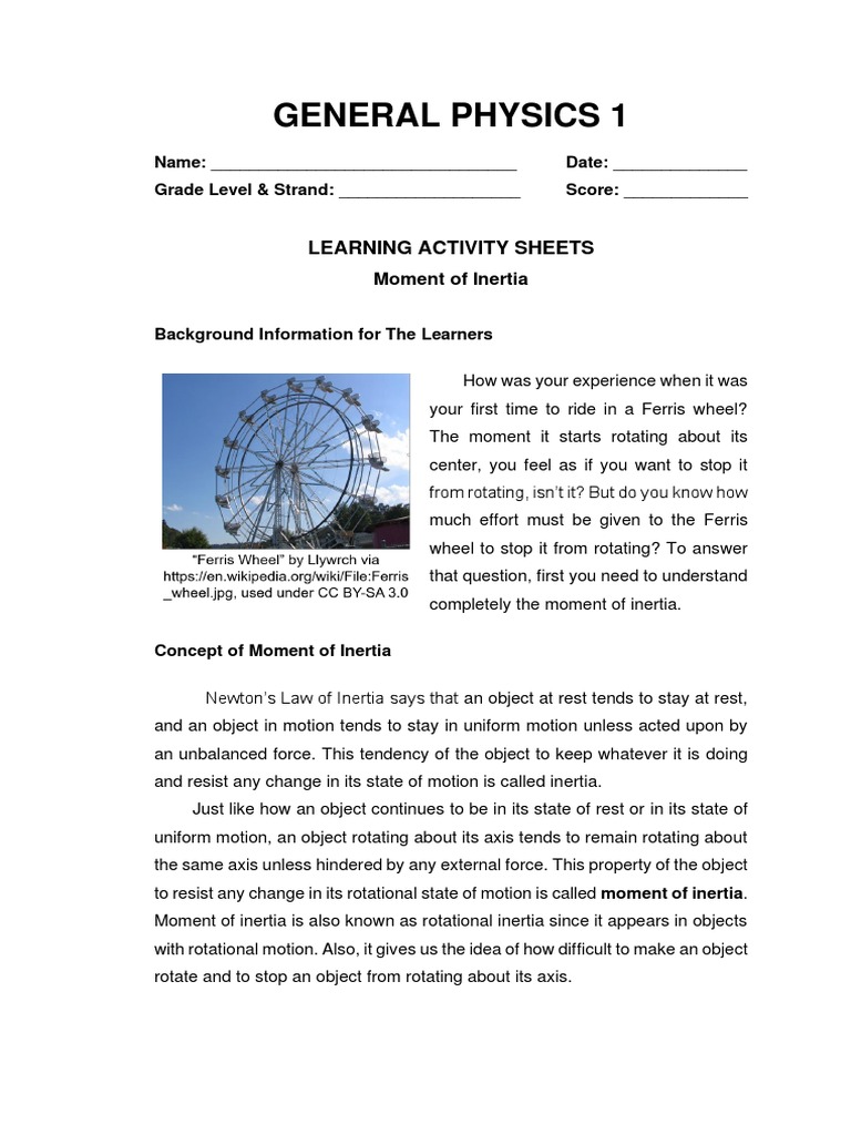 QA - LAS - 41 43 General Physics 1 Quarter 2 Week 1 Competency 1 Techie ...