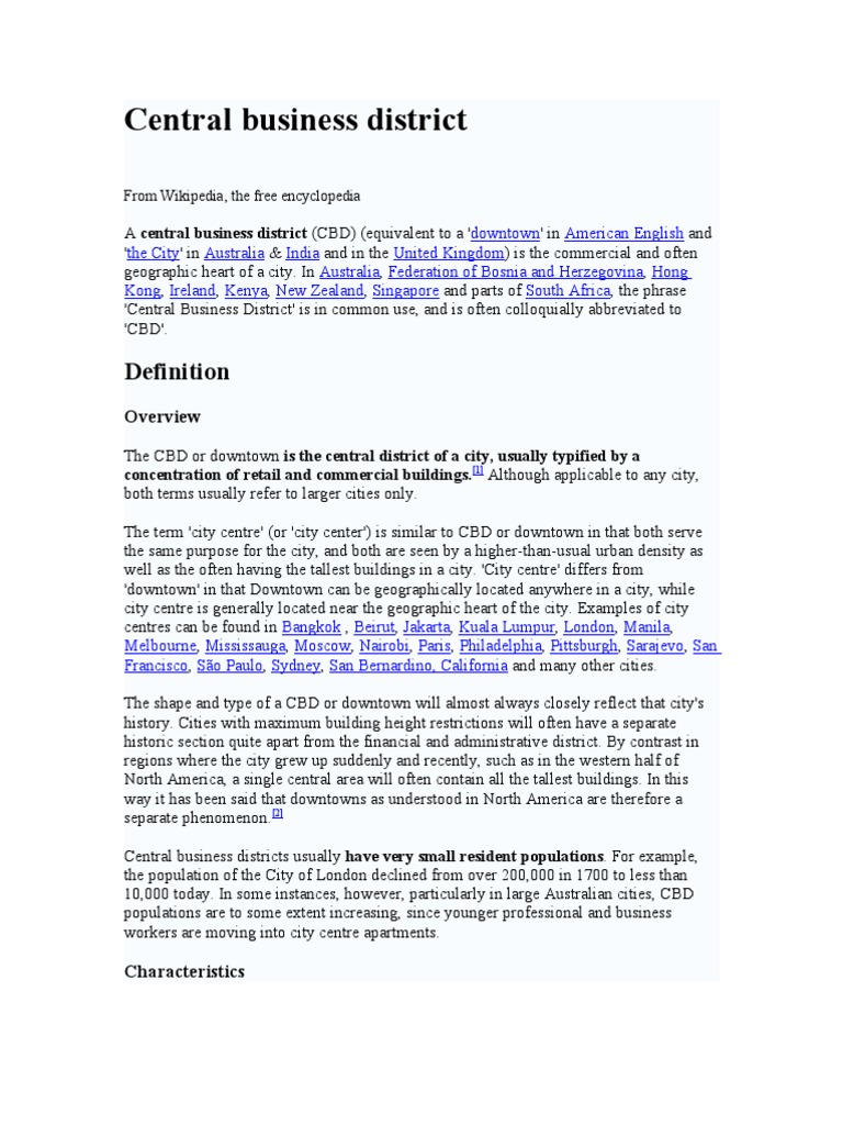 Characteristics of Central Business Districts | PDF | Urbanization ...