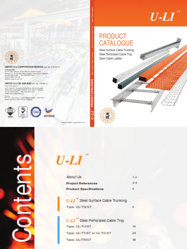 New U LI Cable Support System Catalogue 2019 | PDF | Corrosion | Screw
