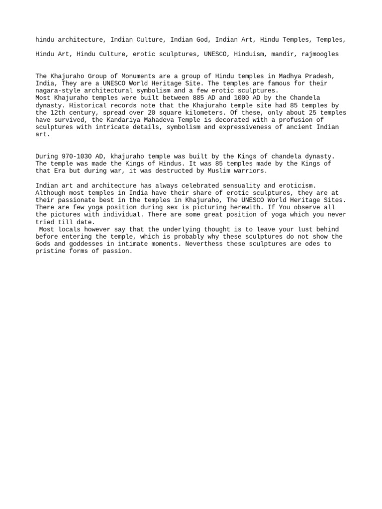 Celebrating Sensuality Through the Ages: A History of the Erotic Sculptures at the Khajuraho ...