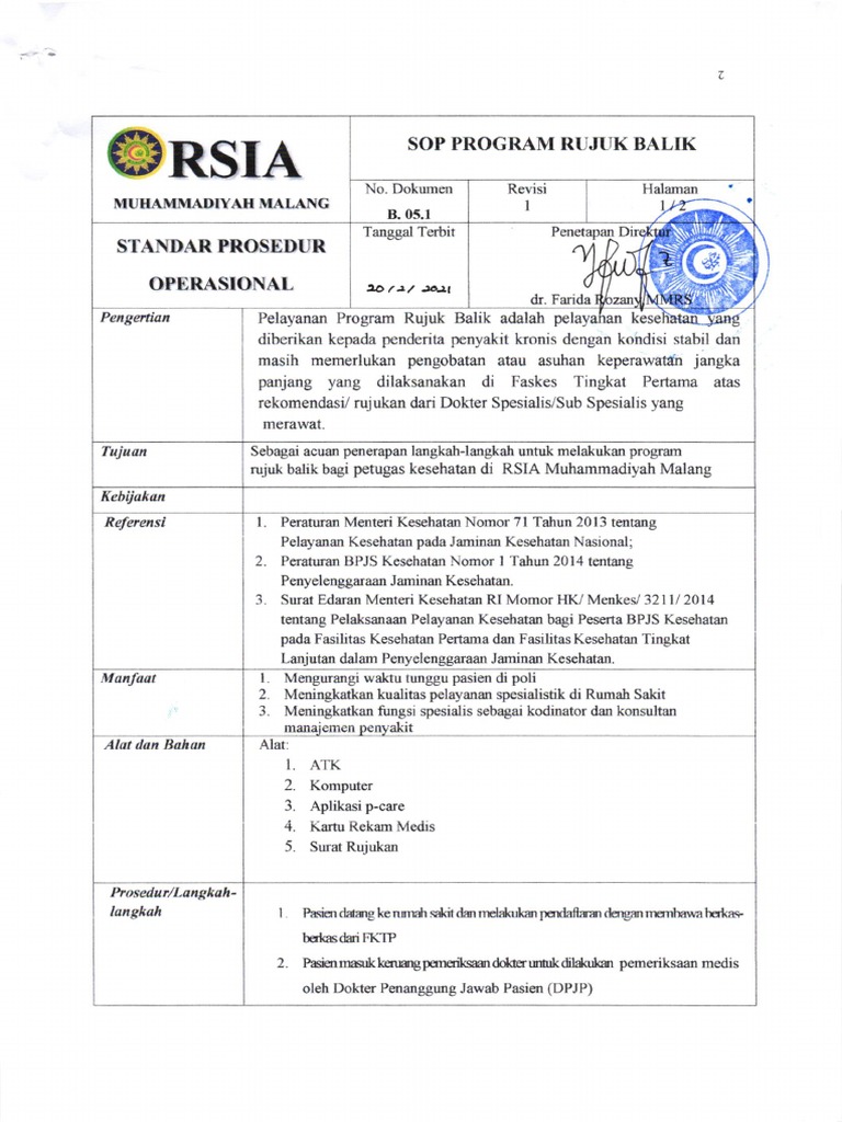 Sop Program Rujuk Balik | PDF | Sains & Matematika