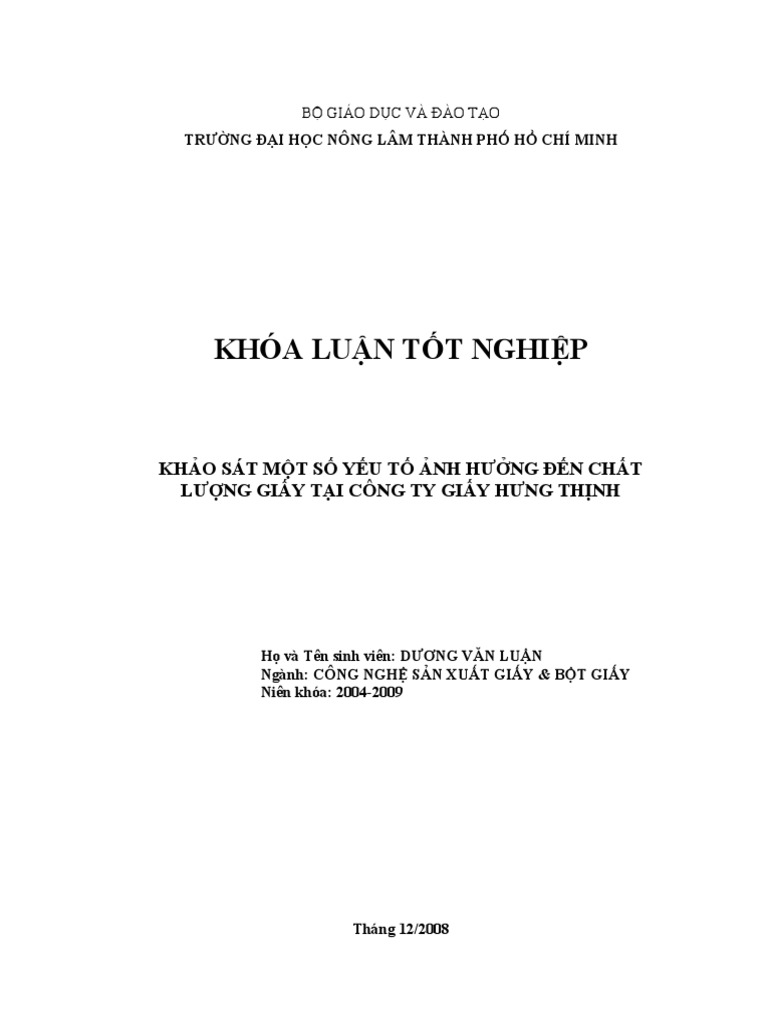 (123doc) Khao Sat Mot So Yeu To Anh Huong Den Chat Luong Giay Tai Cong Ty Giay Hung Thinh | PDF