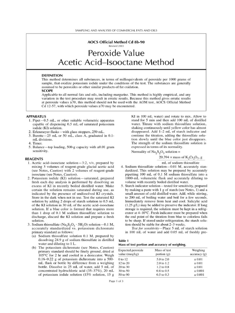 AOCS Method CD 8b-90 | PDF