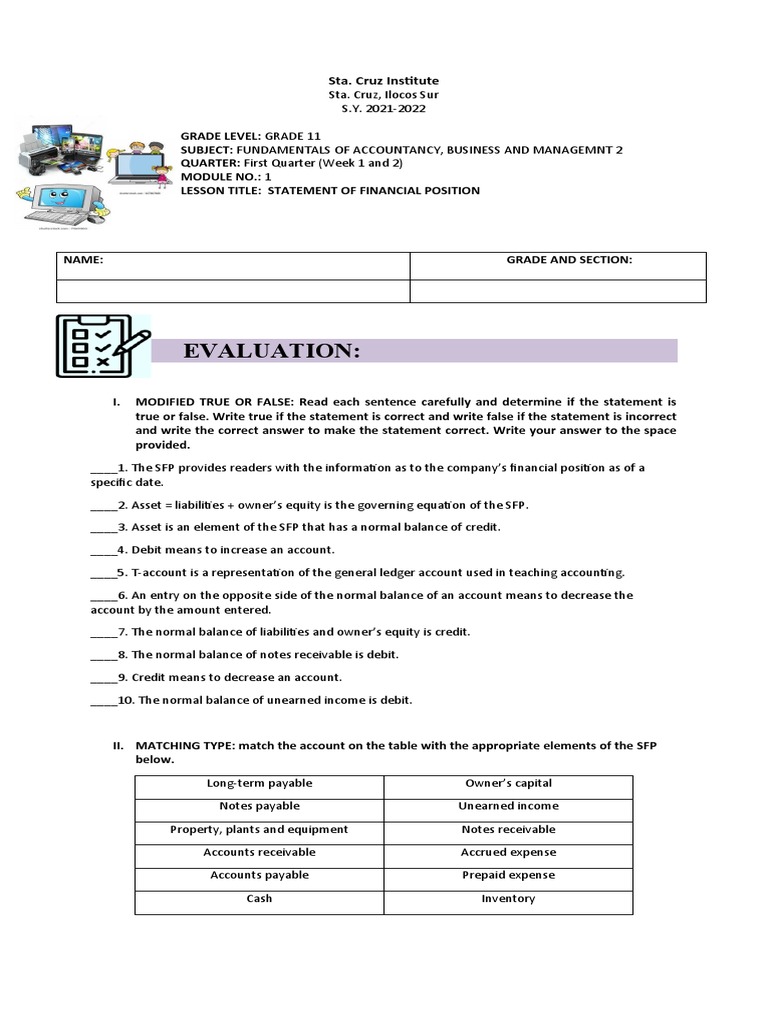 Abm 2 Evaluation Week 1 | PDF | Debits And Credits | Economies