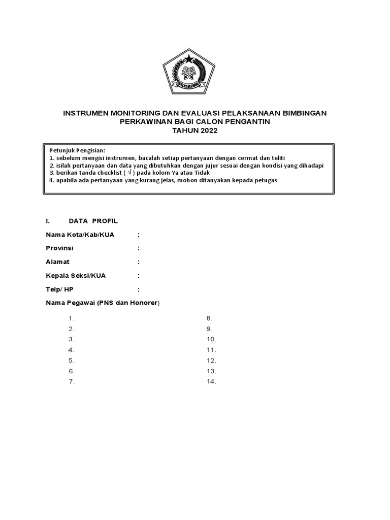 Instrumen Bimwin Baru | PDF