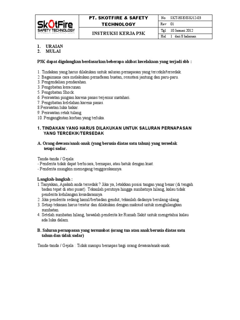 303 Instruksi Kerja P3K | PDF