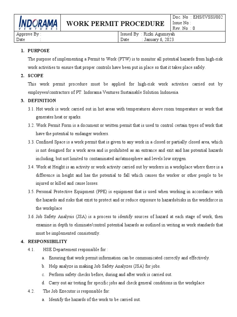 Prosedur Work Permit | Download Free PDF | Personal Protective ...