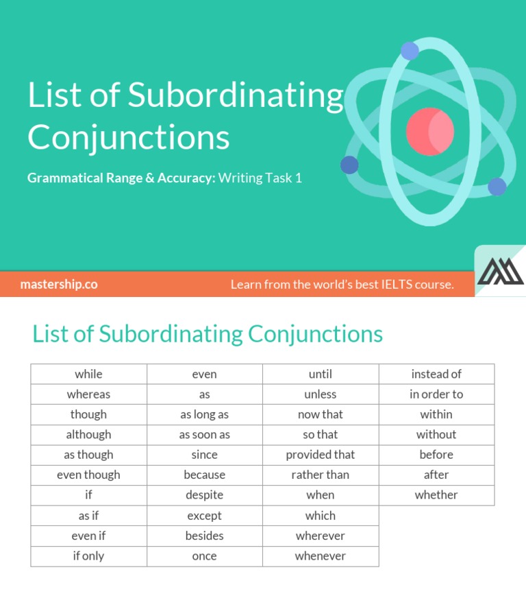 15.1 (PDF at Task 1) List of Subordinating Conjunctions PDF | PDF