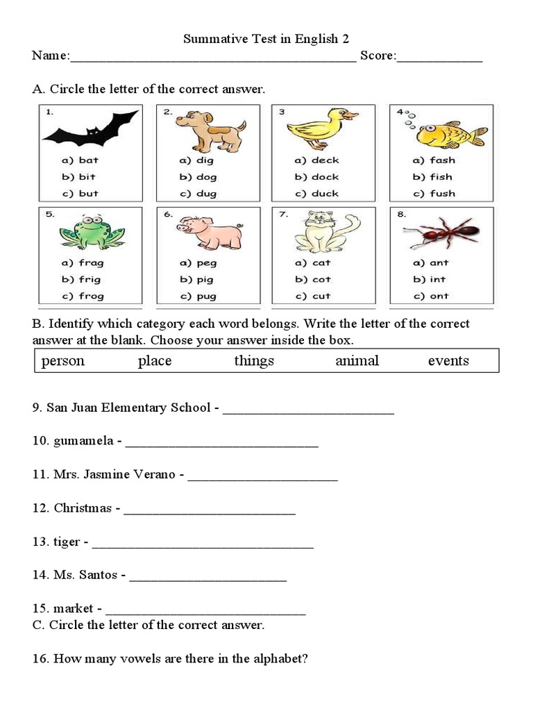 Summative Test in English 2 | PDF