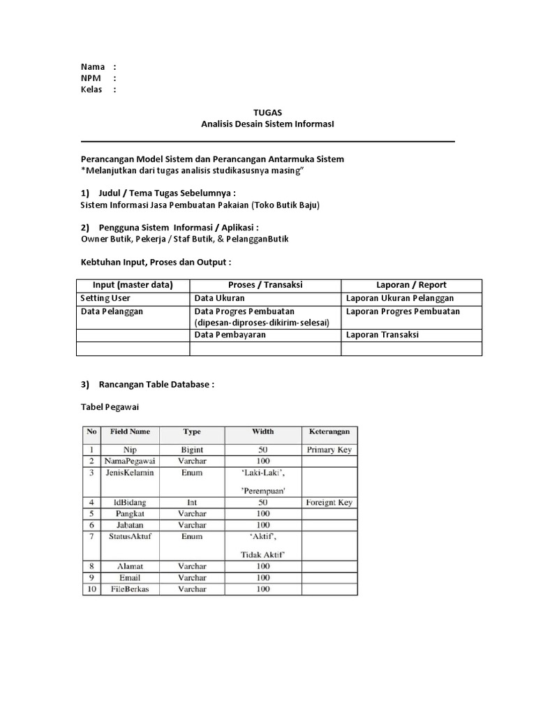 Tugas Desain Model Dan Interface | PDF