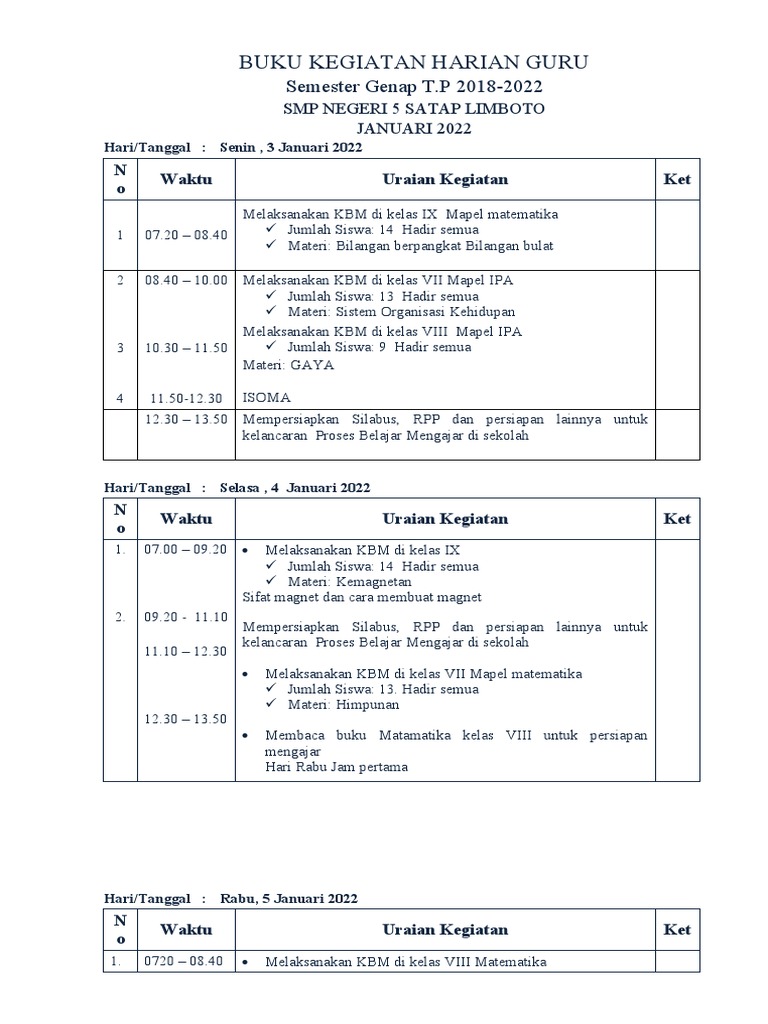 Buku Kegiatan Harian Guru 2021 | PDF | Seni