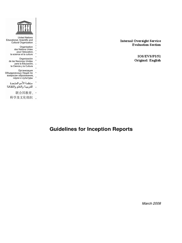 Guidelines For Inception Reports: Internal Oversight Service Evaluation ...