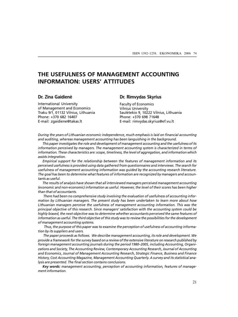 Zina Gaidiene Rimvydas Skyrius | PDF | Management Accounting | Accounting