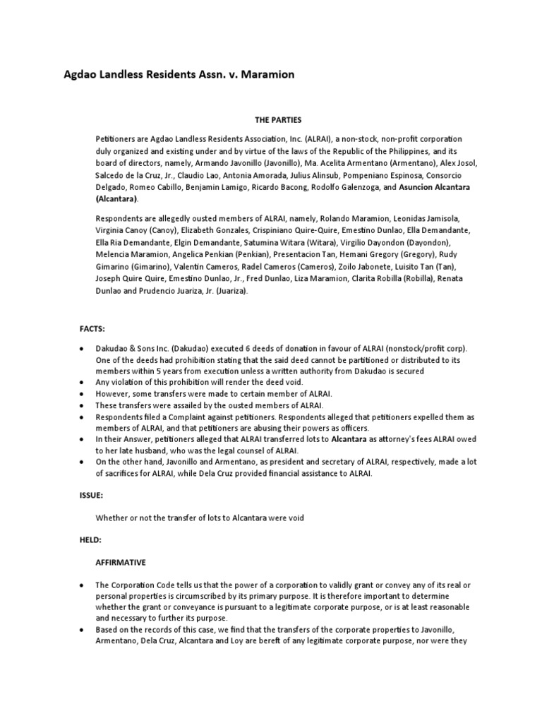 Agdao Residents Association Legal Dispute | PDF | Lawsuit | Complaint