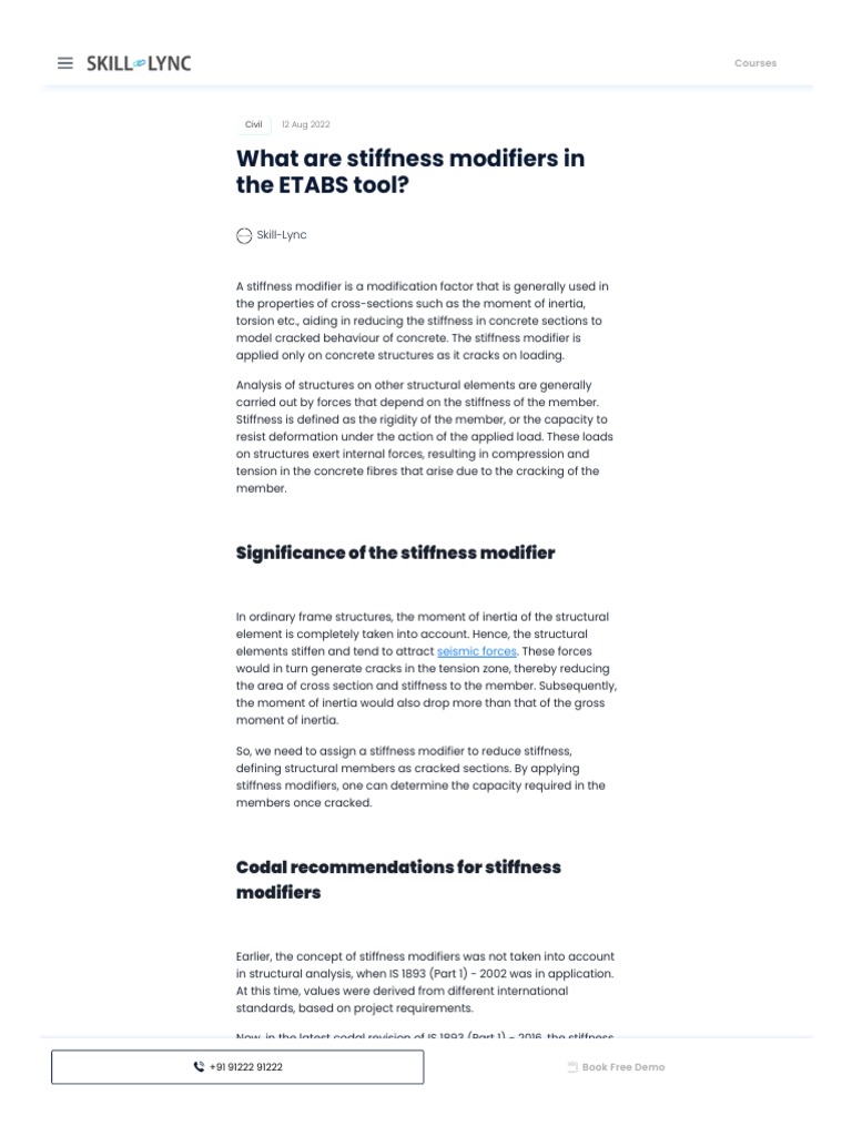 What Are Stiffness Modifiers in The ETABS Tool | PDF | Beam (Structure ...